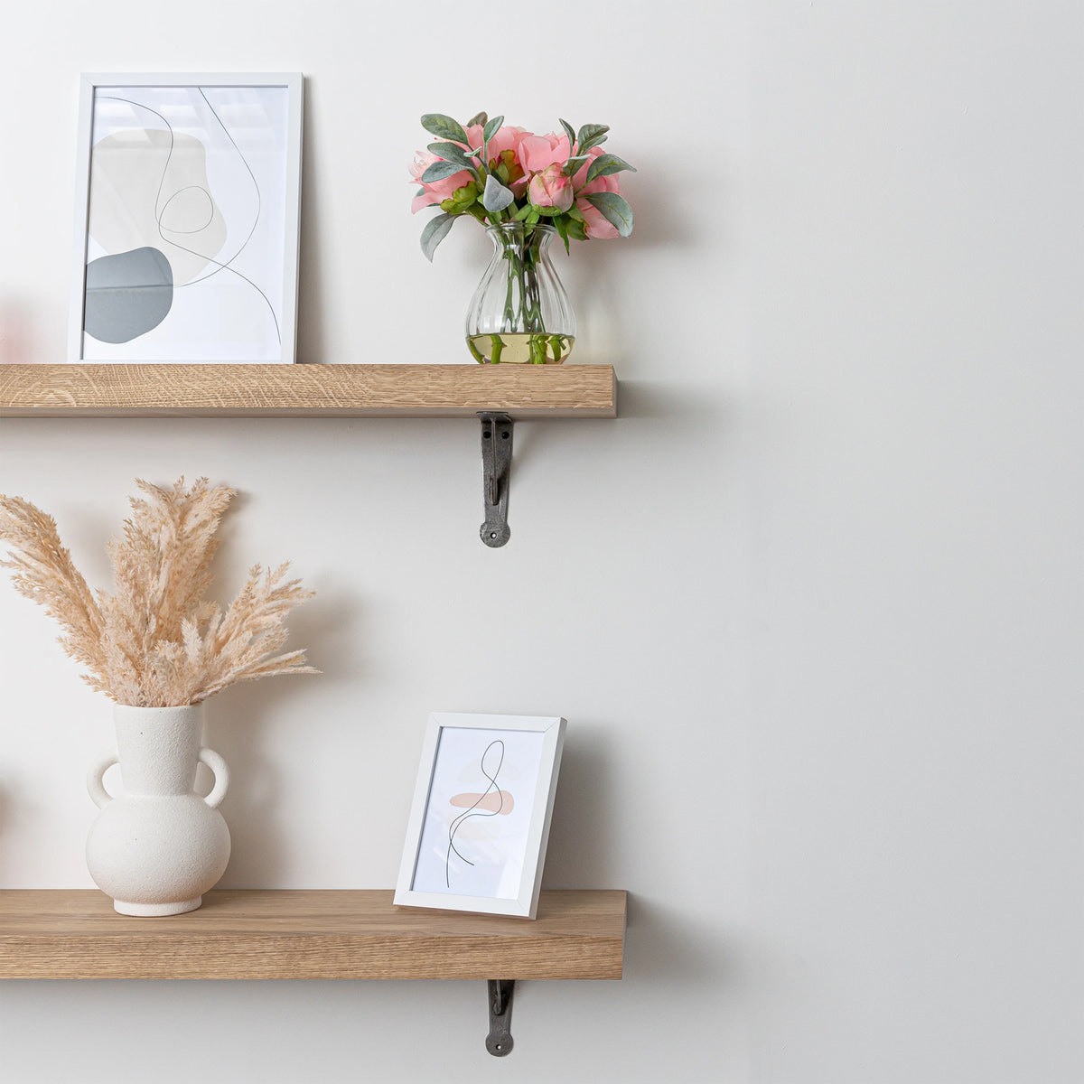 Full Stave Prime Oak Solid Wood Shelf (Sanded) - 40mm thick with Antiq