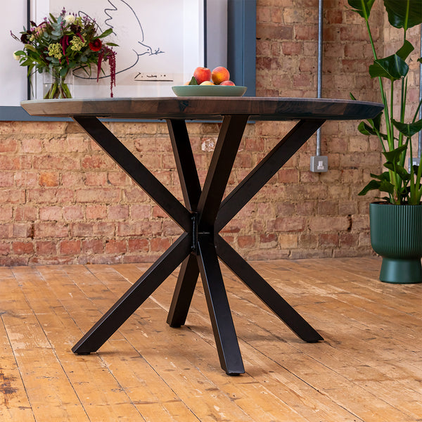 Premium Solid Oak Round Dining Table - Charcoal