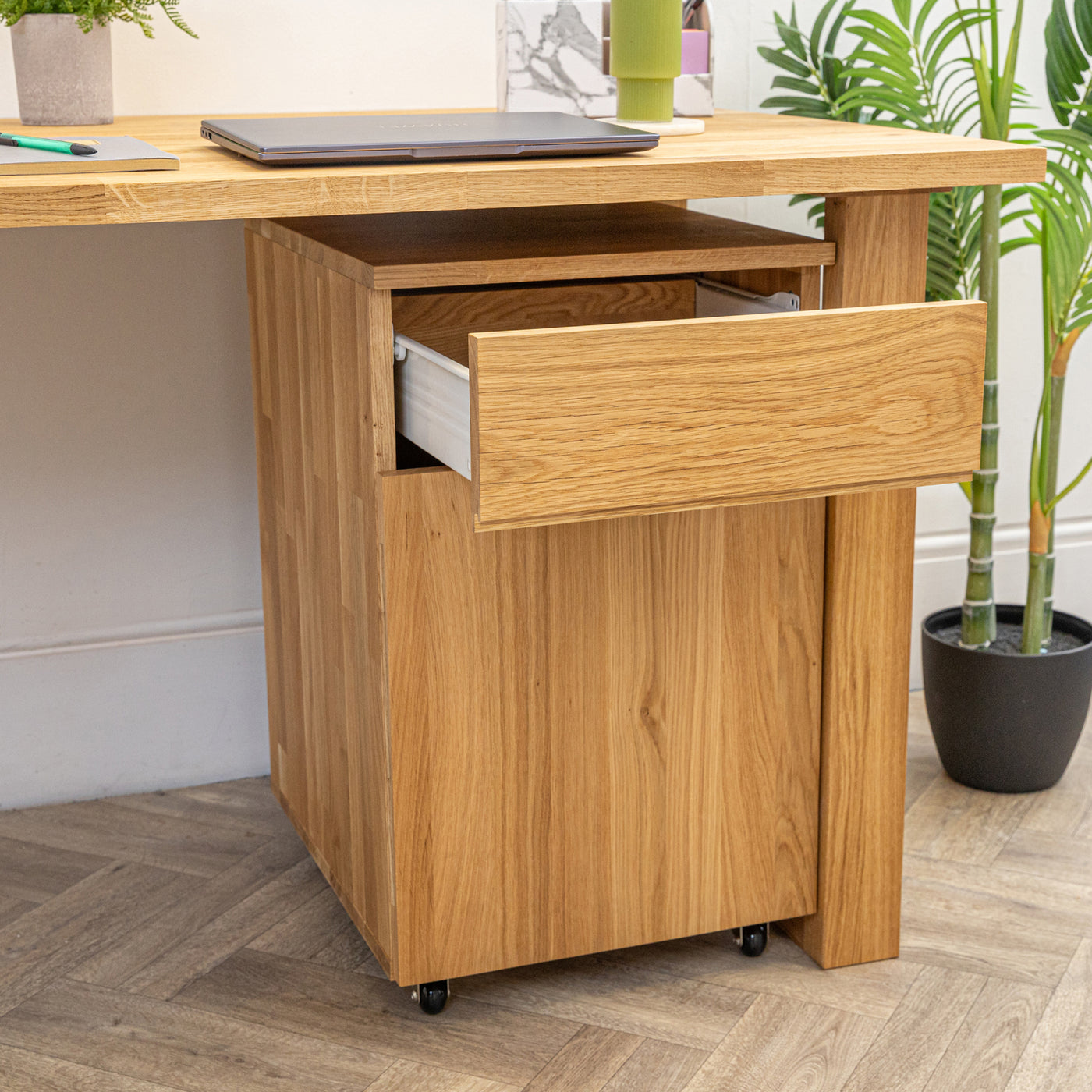 Solid Oak Under-Desk Drawer Unit