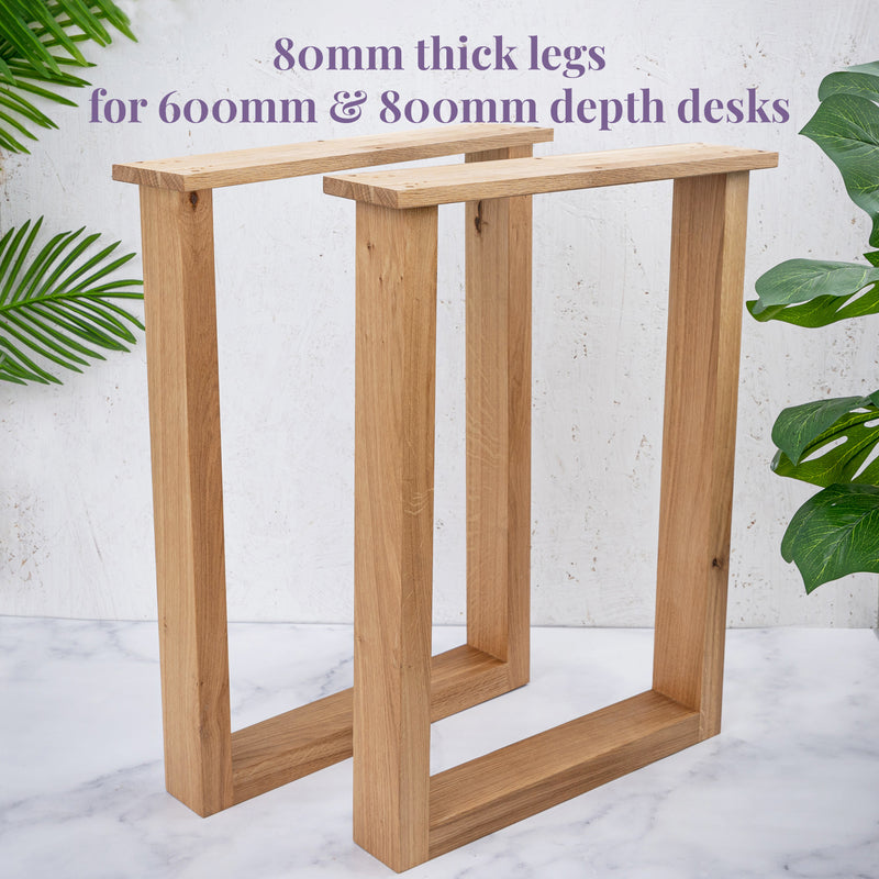 Oak Solid Wood Desk with Wooden Square Legs - 40mm thick desktop