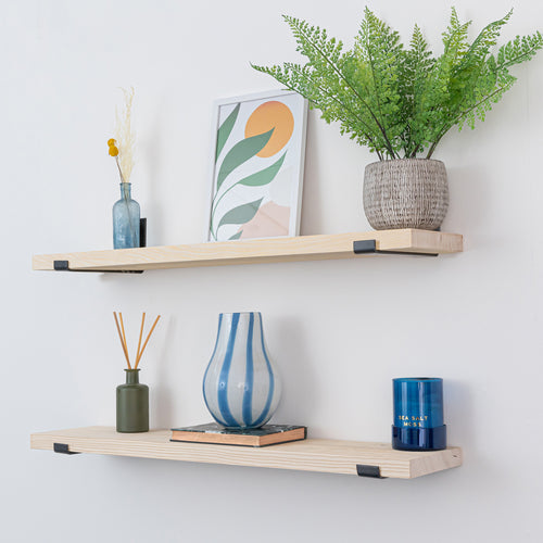Pine Wood Shelf (Raw) - 32mm thick with Black Up-Style Scaffolding Bra