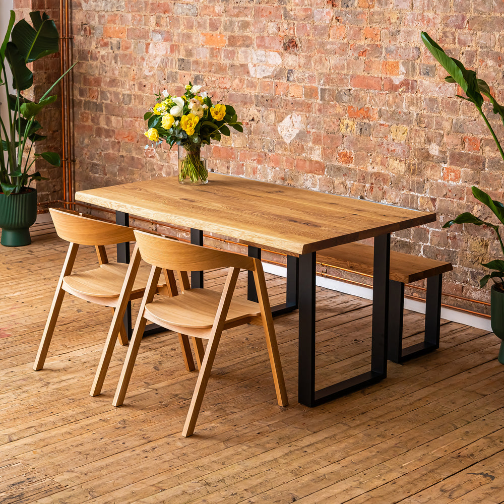 Premium Solid Oak Live Edge Dining Table