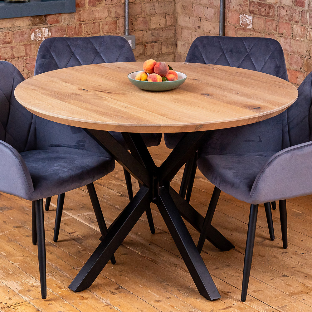 Premium Solid Oak Round Dining Table - Natural (Light Oak)