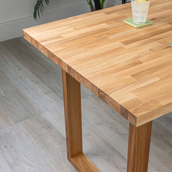 Oak Solid Wood Table With Wooden Square Legs