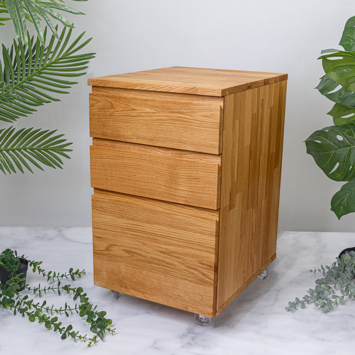 Solid Oak Under-Desk Three-Drawer Unit