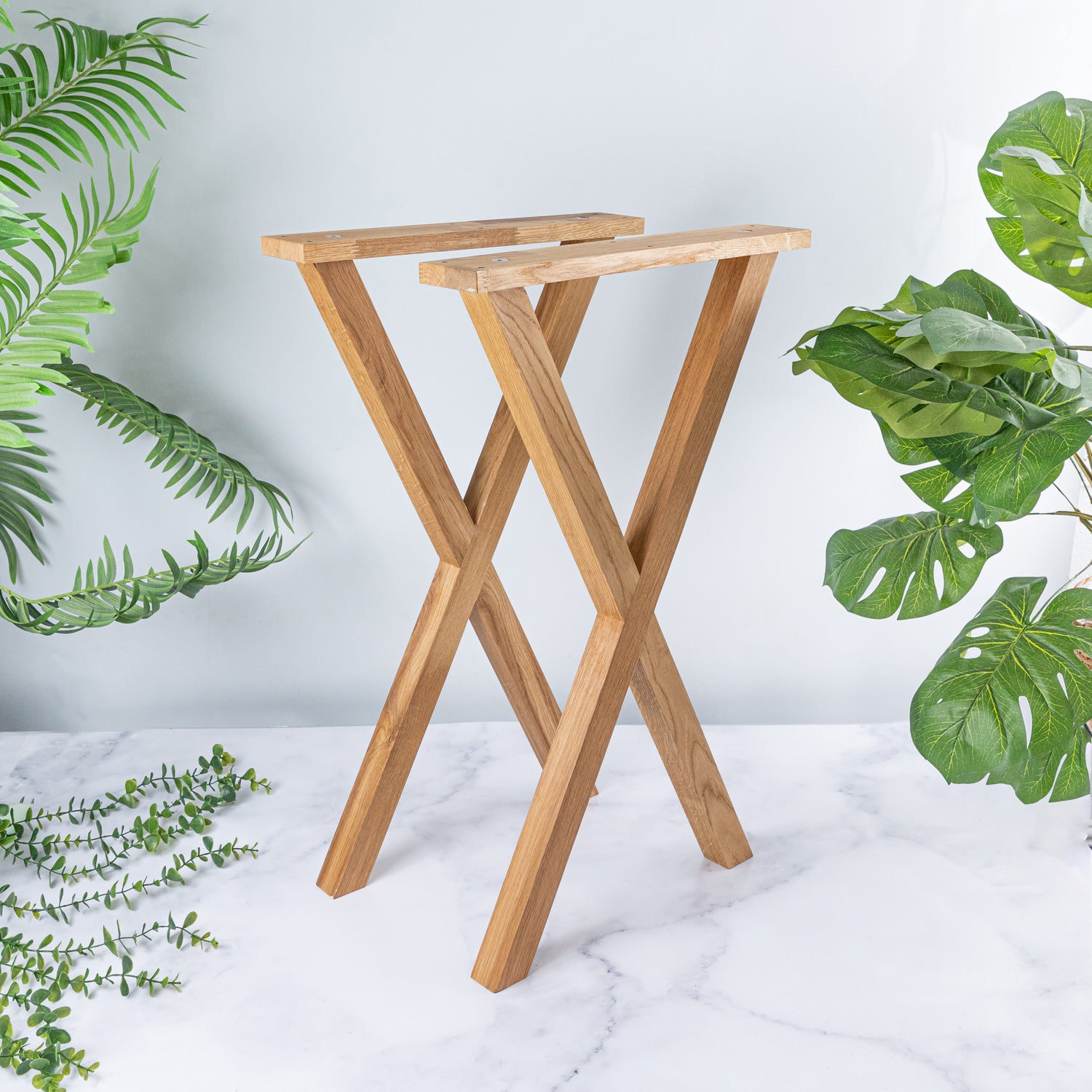 40mm Solid Oak Wooden X Legs 720mm high x 450mm deep (set of 2) Desk