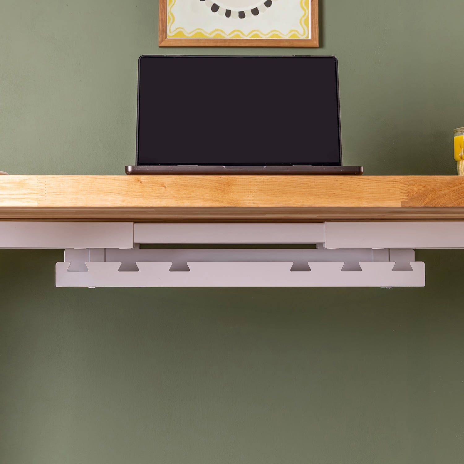 White Under-Desk Cable Management Tray For Standing Desks