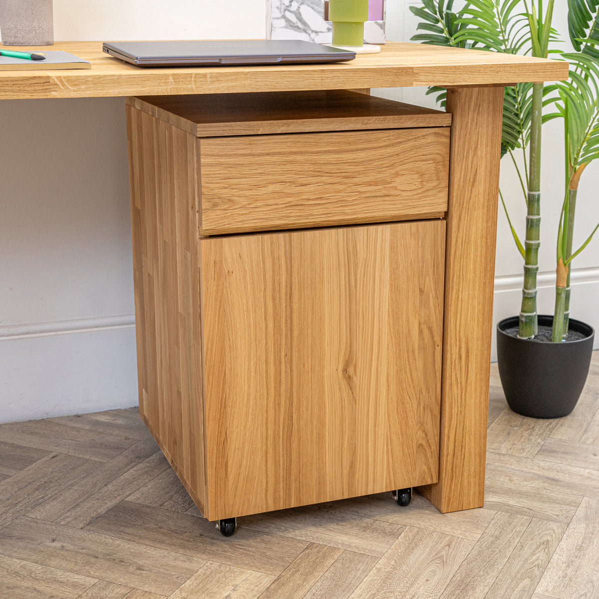Solid Oak Under-Desk Drawer Unit