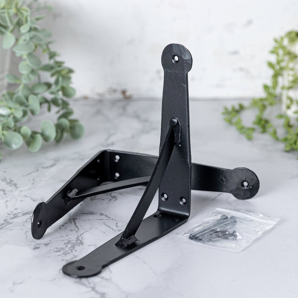 Black Hand-Forged Gallows Shelf Brackets (Pair)